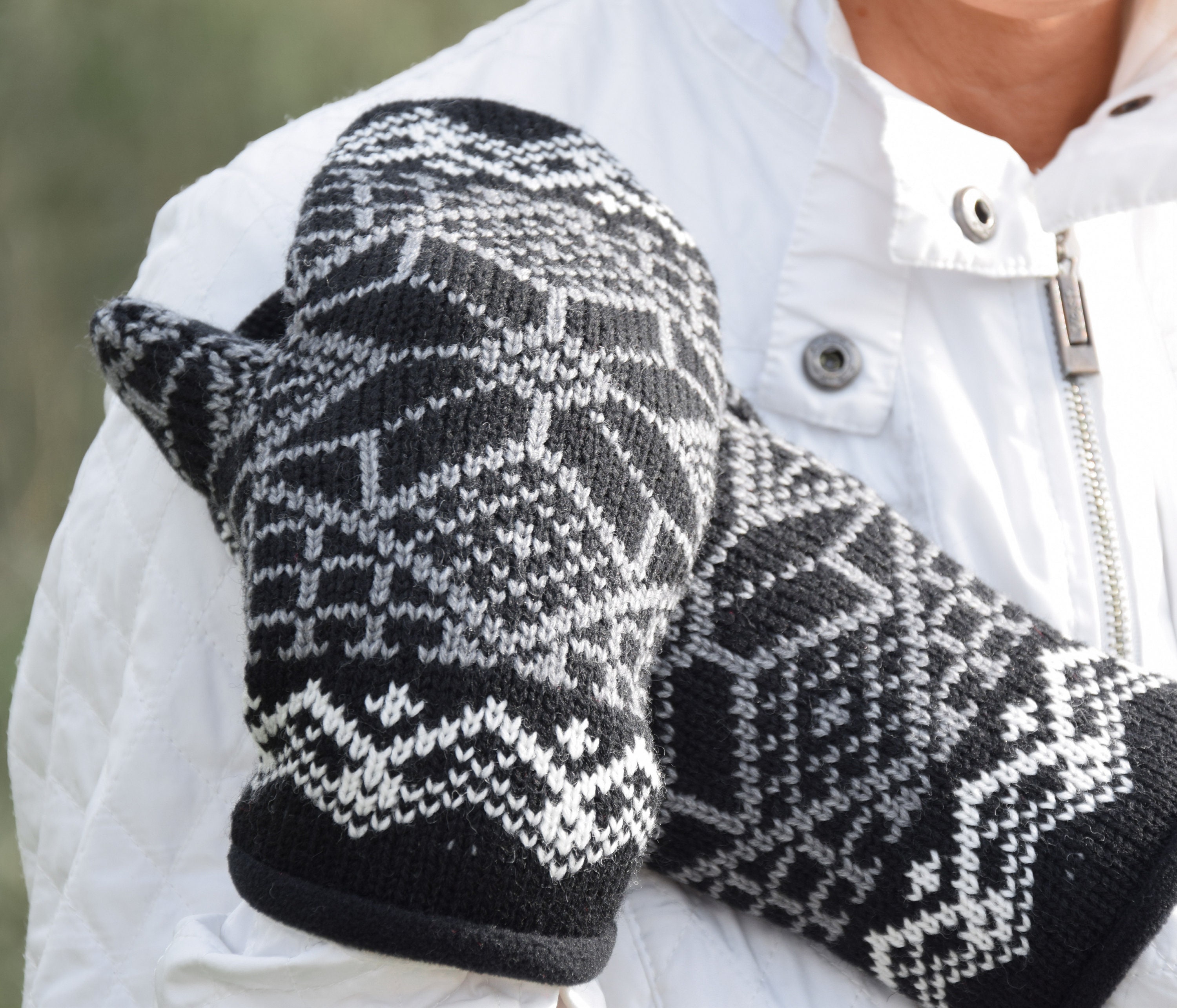 Knitted Mittens for Men From the Winter Set Beautiful Black - Etsy