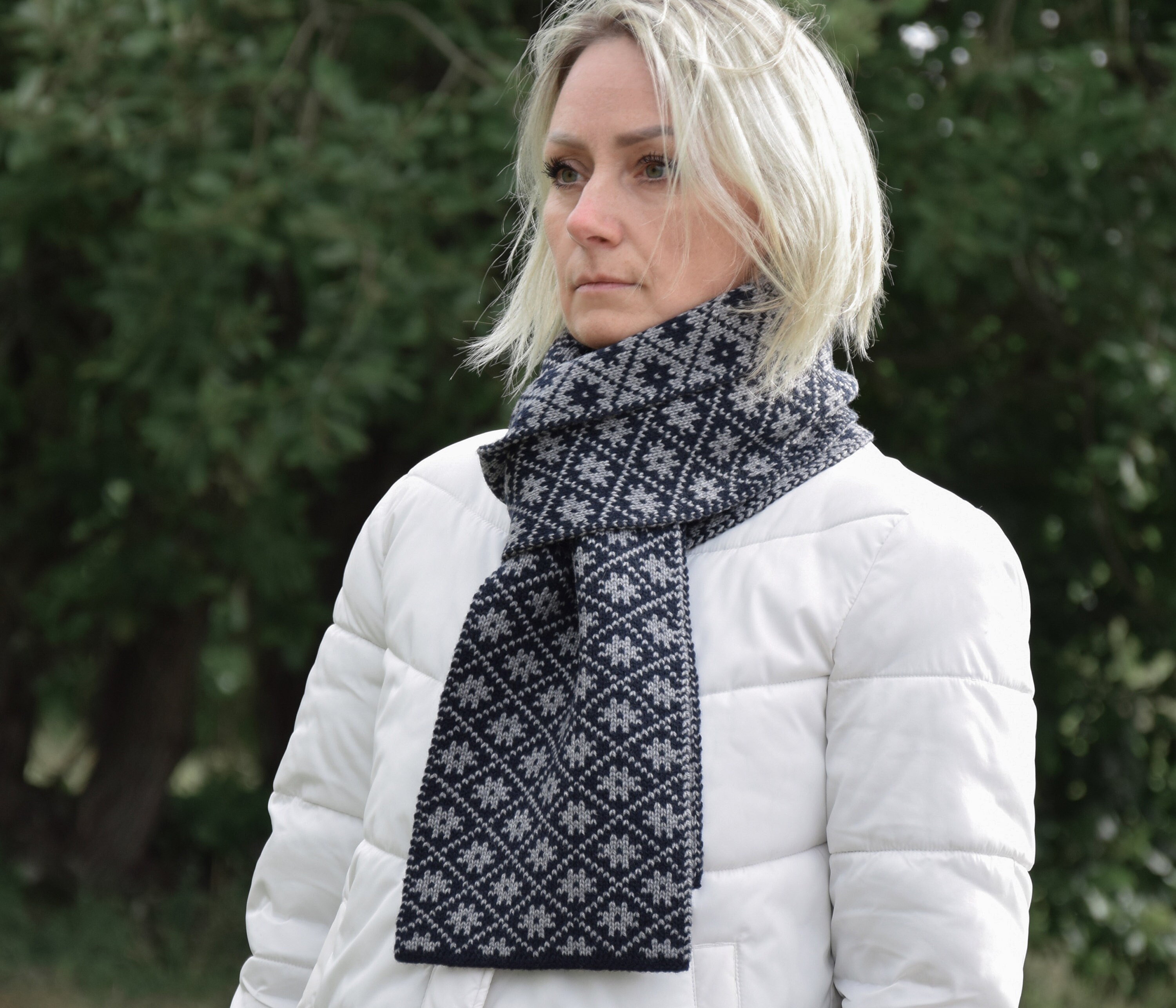 Two Sided Color Scarf Thick Scandinavian Winter Scarf Navy and Gray ...