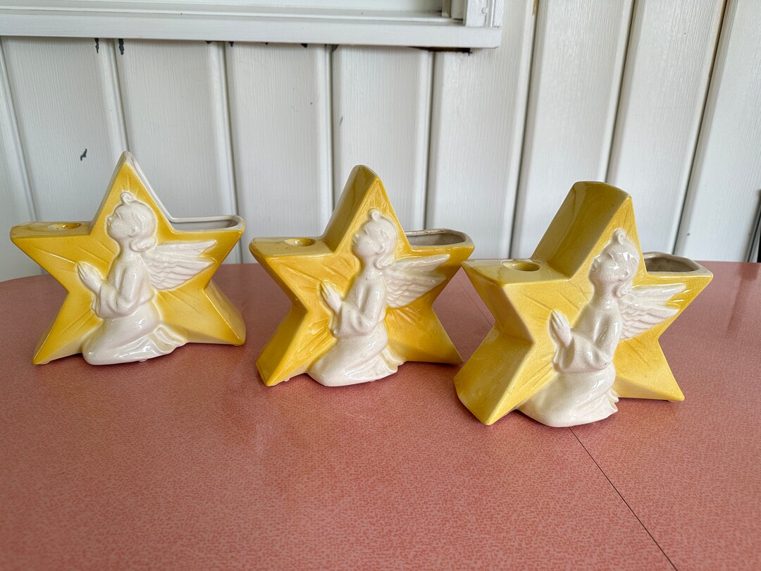 Copley Pottery Company Mid-century Mod Stars Vase, Candle Holder ...