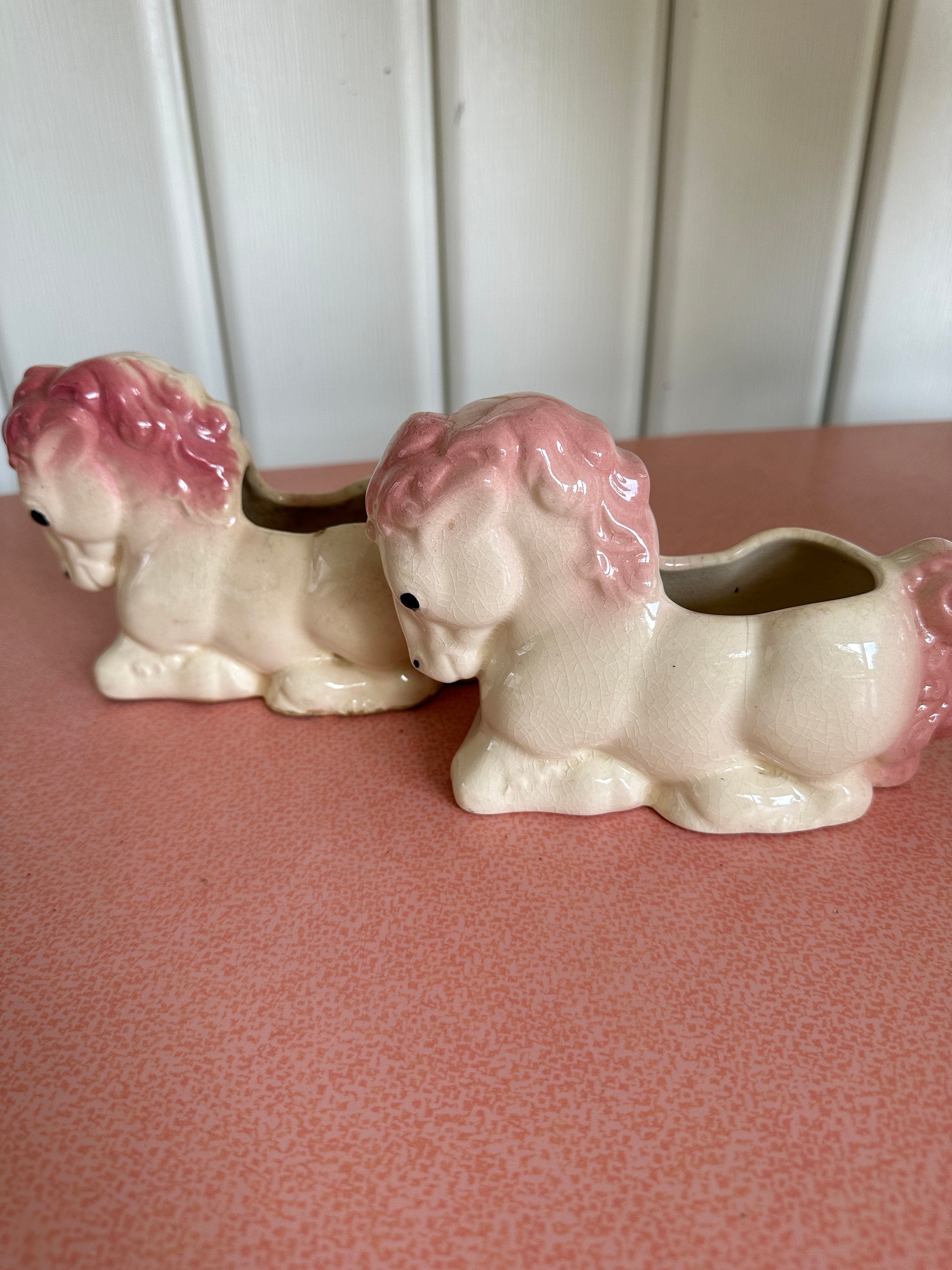 Cute Unicorns, Modern Mid-century Decor Vase, Pink and Cream Pearly White, Girly Unicorn Lovers ...