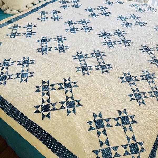Blue and White Quilt - Etsy