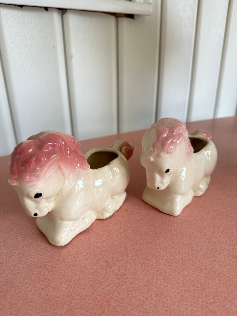 Cute Unicorns, Modern Mid-century Decor Vase, Pink and Cream Pearly White, Girly Unicorn Lovers ...