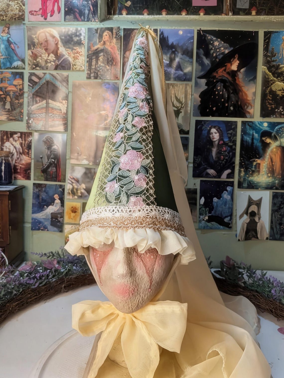 The Green Goddess Hennin- Handmade Medieval Princess Hat - Etsy