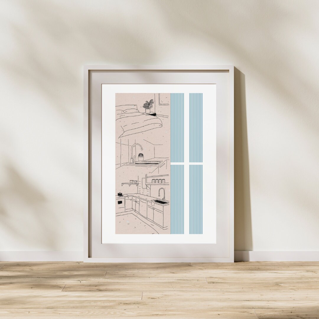 Home Sketch Set of 2 Minimalistic Line Art Printable Wall Art ...