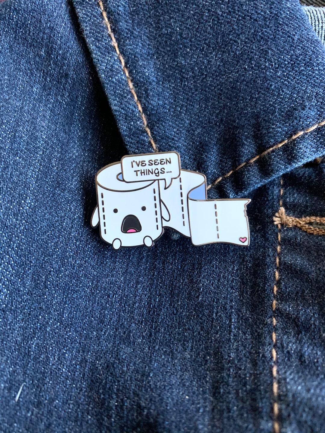 I've Seen Things, Cute Scared Toilet Paper Mood Pin - Etsy
