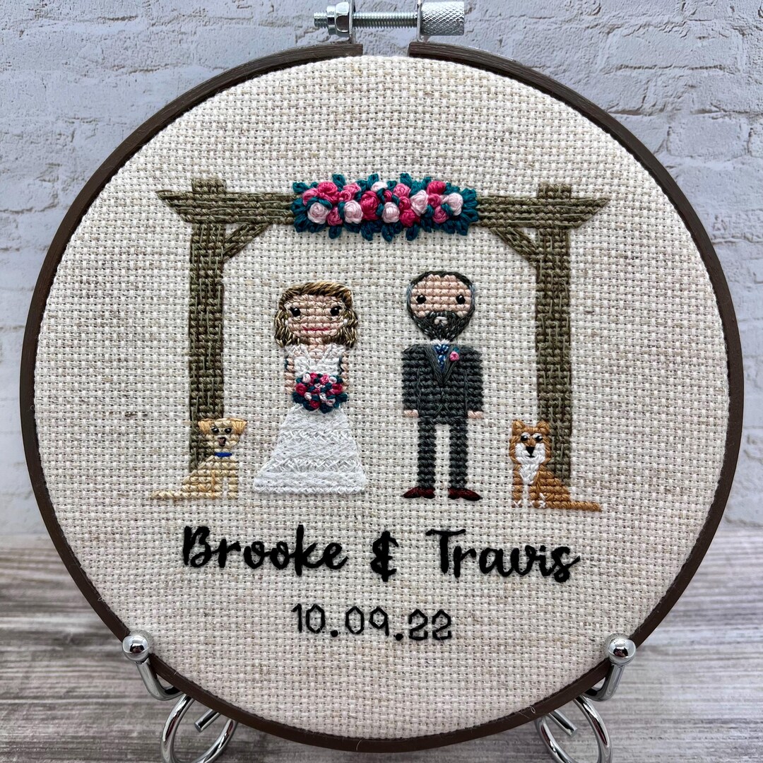 Custom Wedding Cross Stitch Portrait / Anniversary Gift / Second Cotton ...
