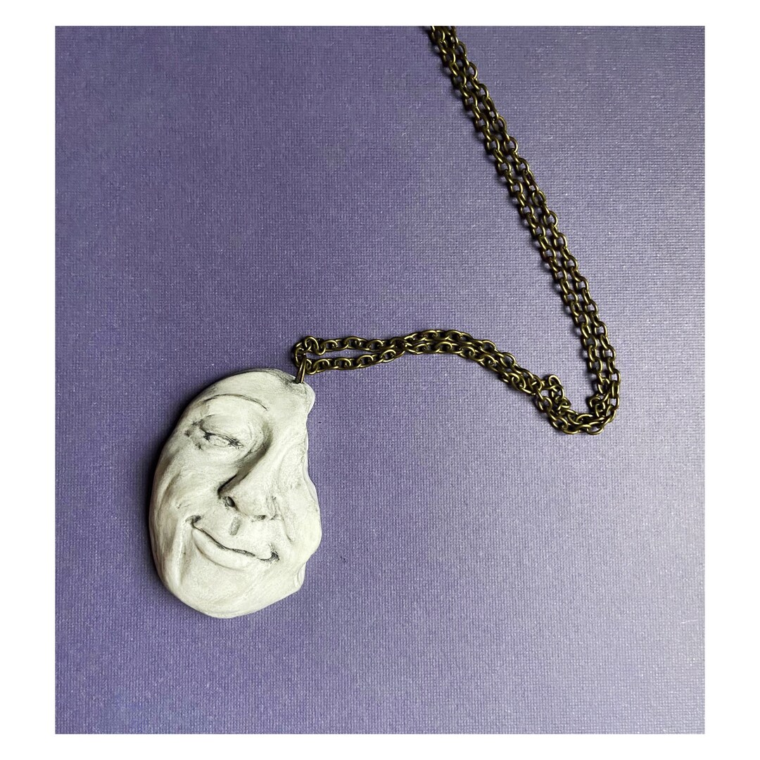 Sculpture Necklace, Sculpted Face Necklace, Greek Mask Necklace, Greek ...