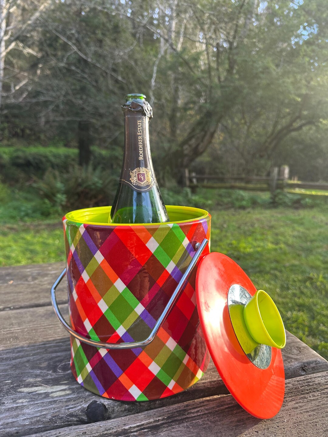 Vintage Mid Century Plaid Ice Bucket - Etsy