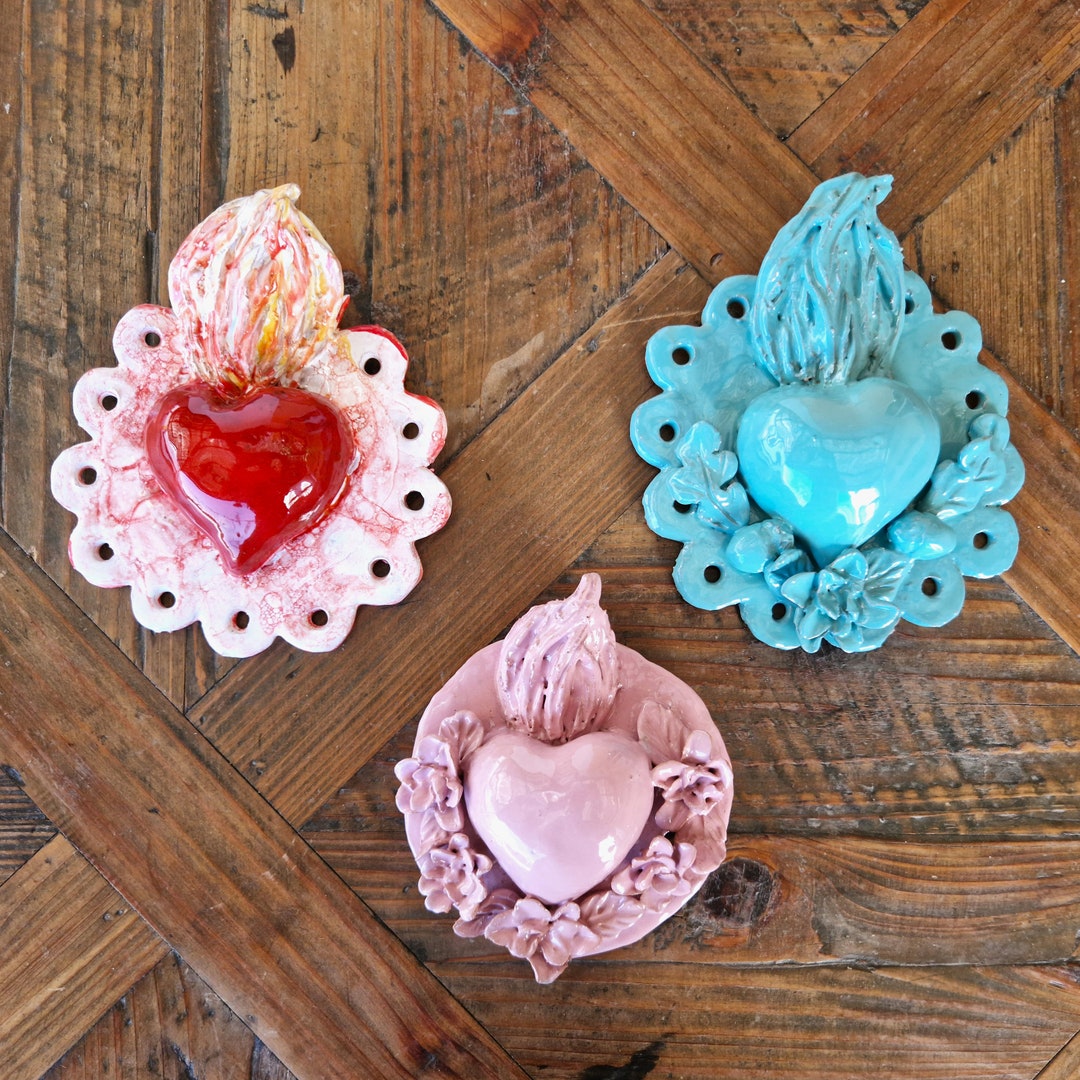Ceramic Heart, Sacred Heart, Heart of God, Ancient Heart, Sicilian ...