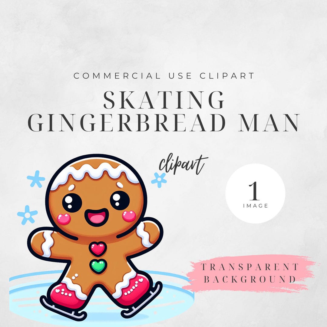 Ice Skating Gingerbread Man Clipart: High-resolution PNG (commercial ...