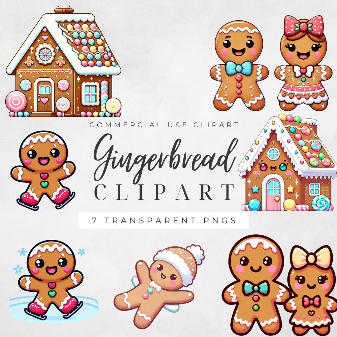 Premium Gingerbread Clip Art Bundle - 7 High-resolution Pngs ...