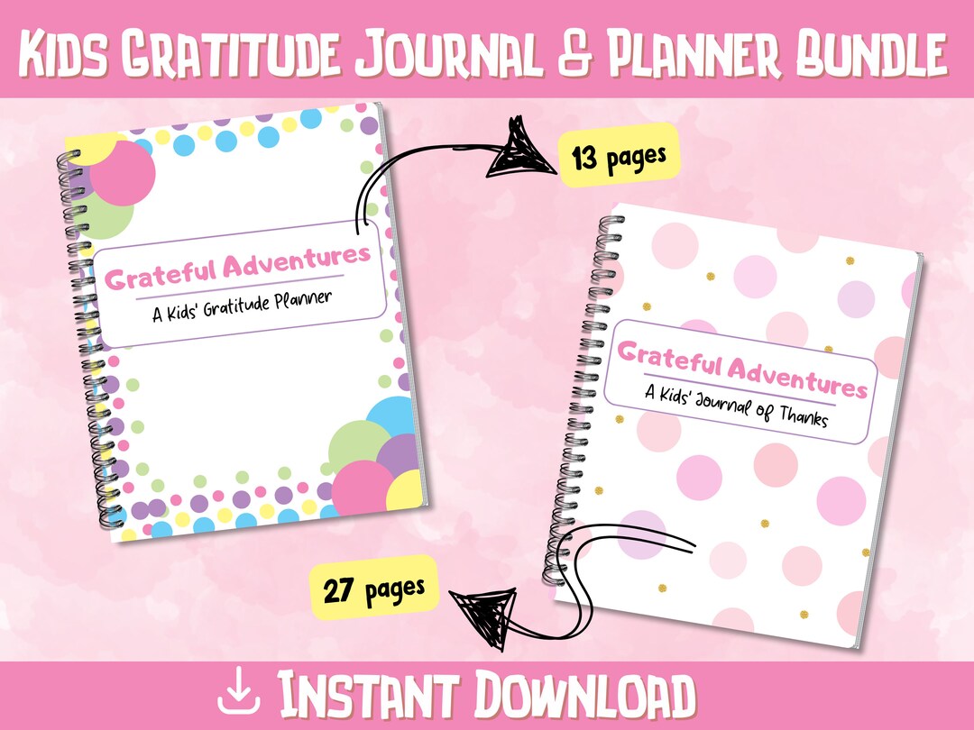 PRINTABLE Pink Kids Gratitude Planner and Journal Bundle, Gratitude ...