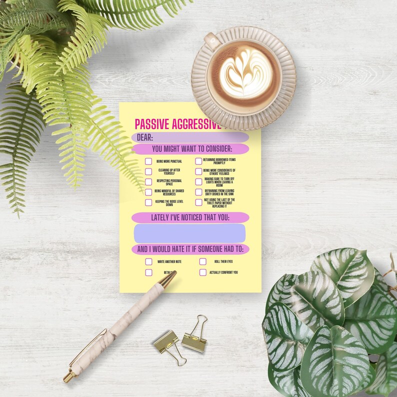 Neon Passive Aggressive Note PRINTABLE PDF Instant Download - Etsy