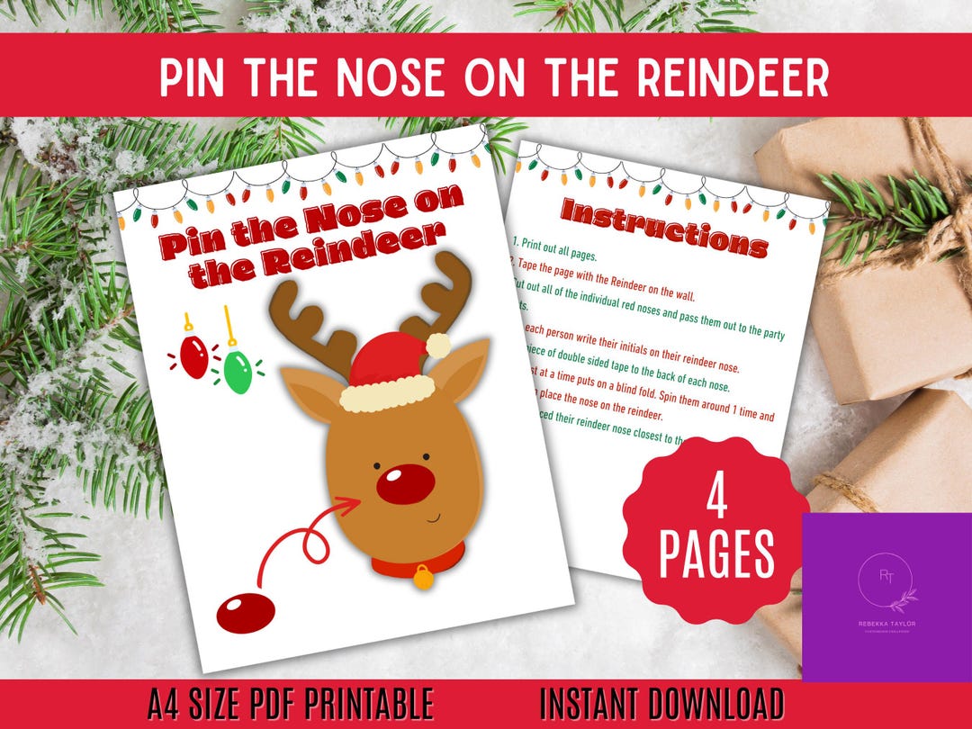 Printable "pin the Nose on the Reindeer" Game - Fun Holiday Party ...