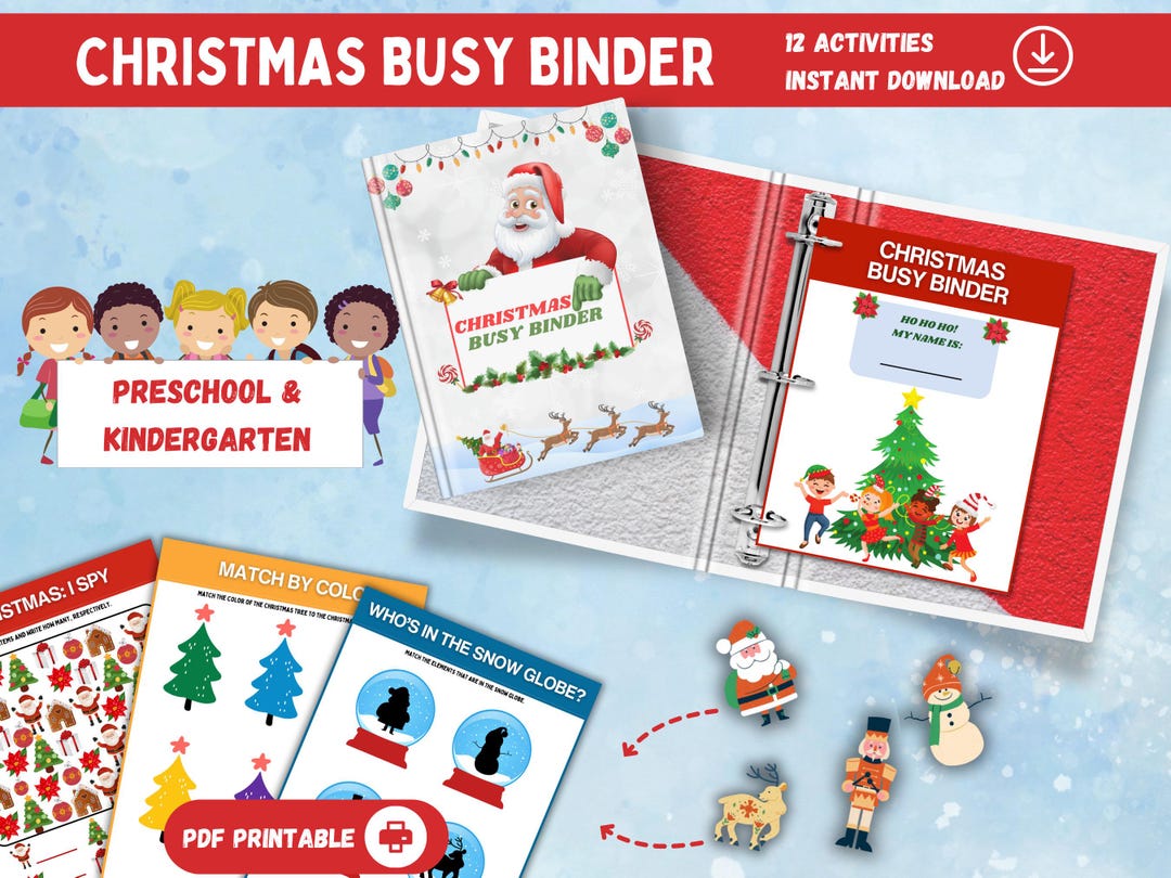 Christmas Busy Binder PRINTABLE Activities for Kids, Counting, Matching ...