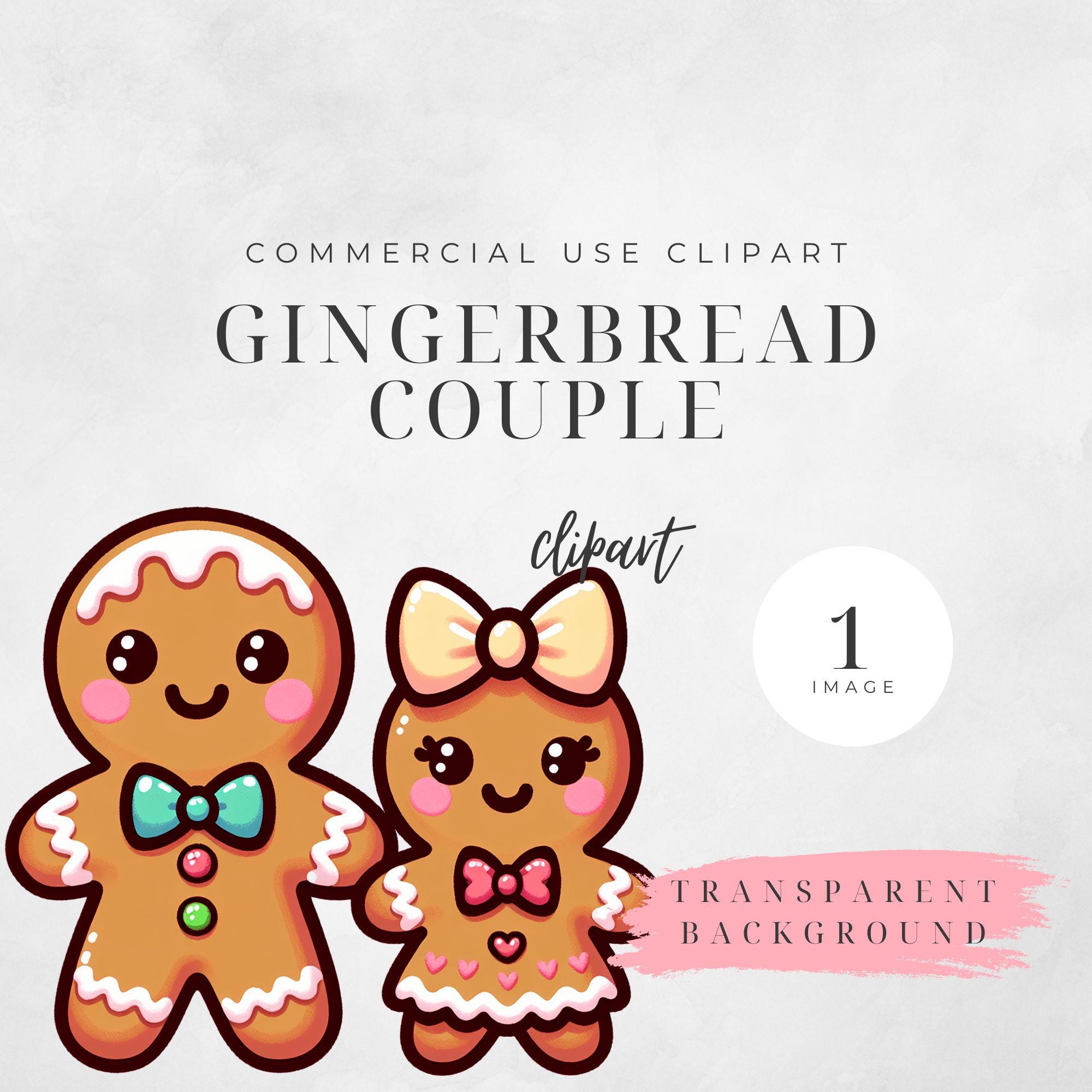 Cute Gingerbread Couple Clipart - High-resolution 300 DPI, Transparent ...