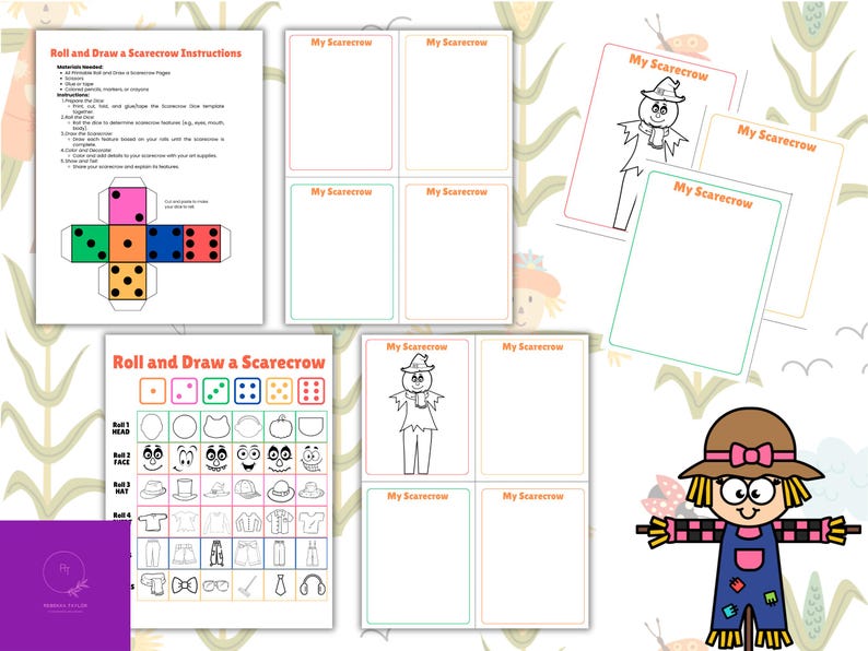 Roll and Draw a Scarecrow Game | Fun Fall Activity for Kids | Printable ...