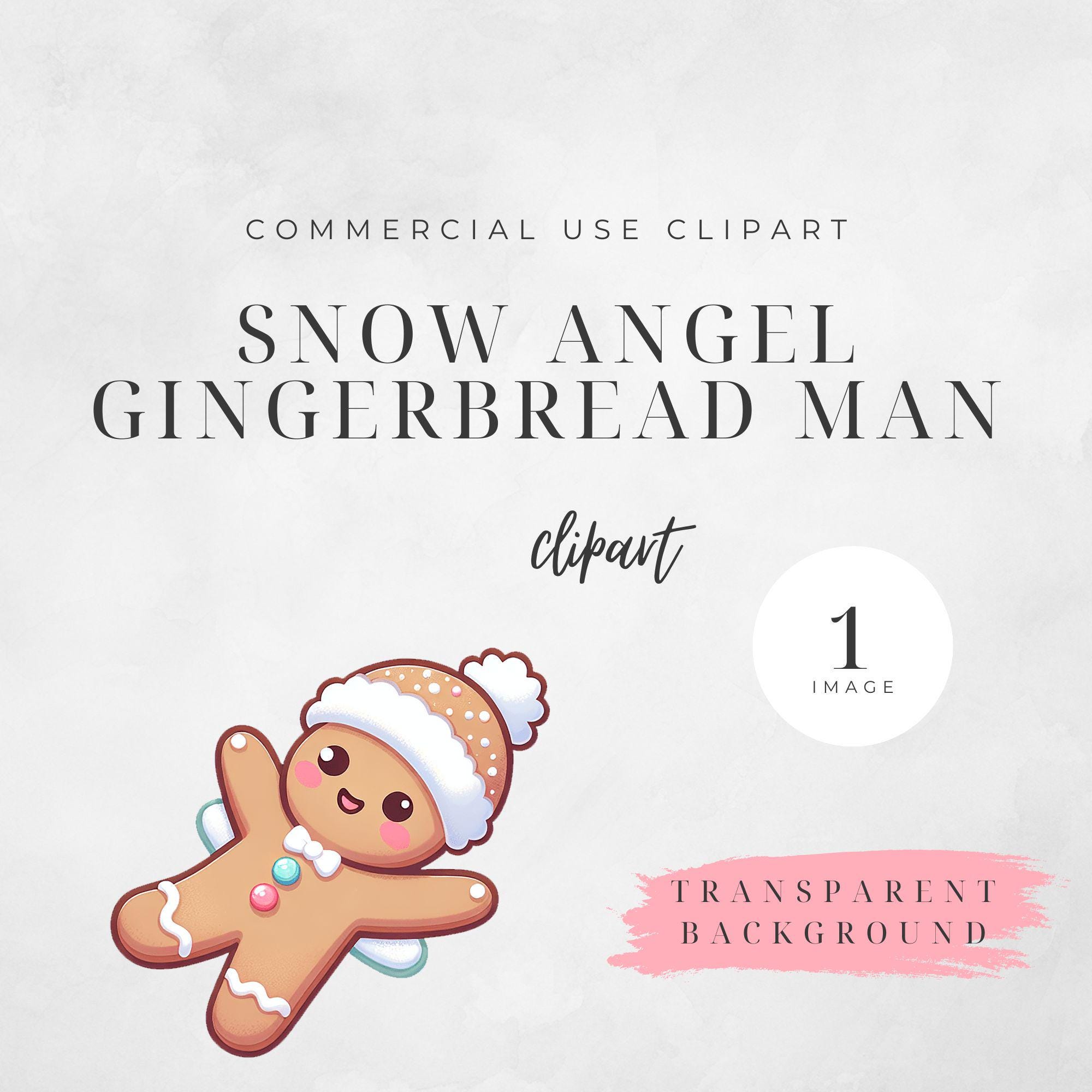 Snow Angel Gingerbread Man Clipart - High-resolution 300 DPI ...