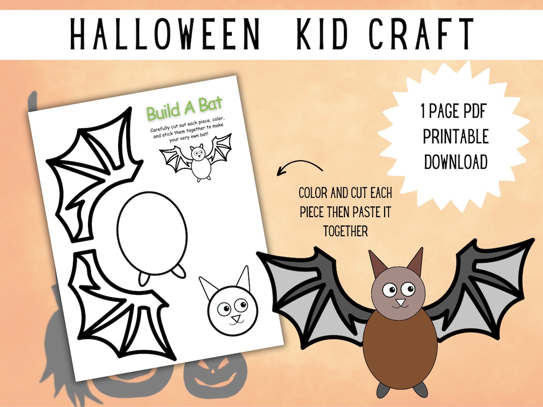 Printable Build A Bat Kids Halloween Activity, Print and Cut Classroom ...