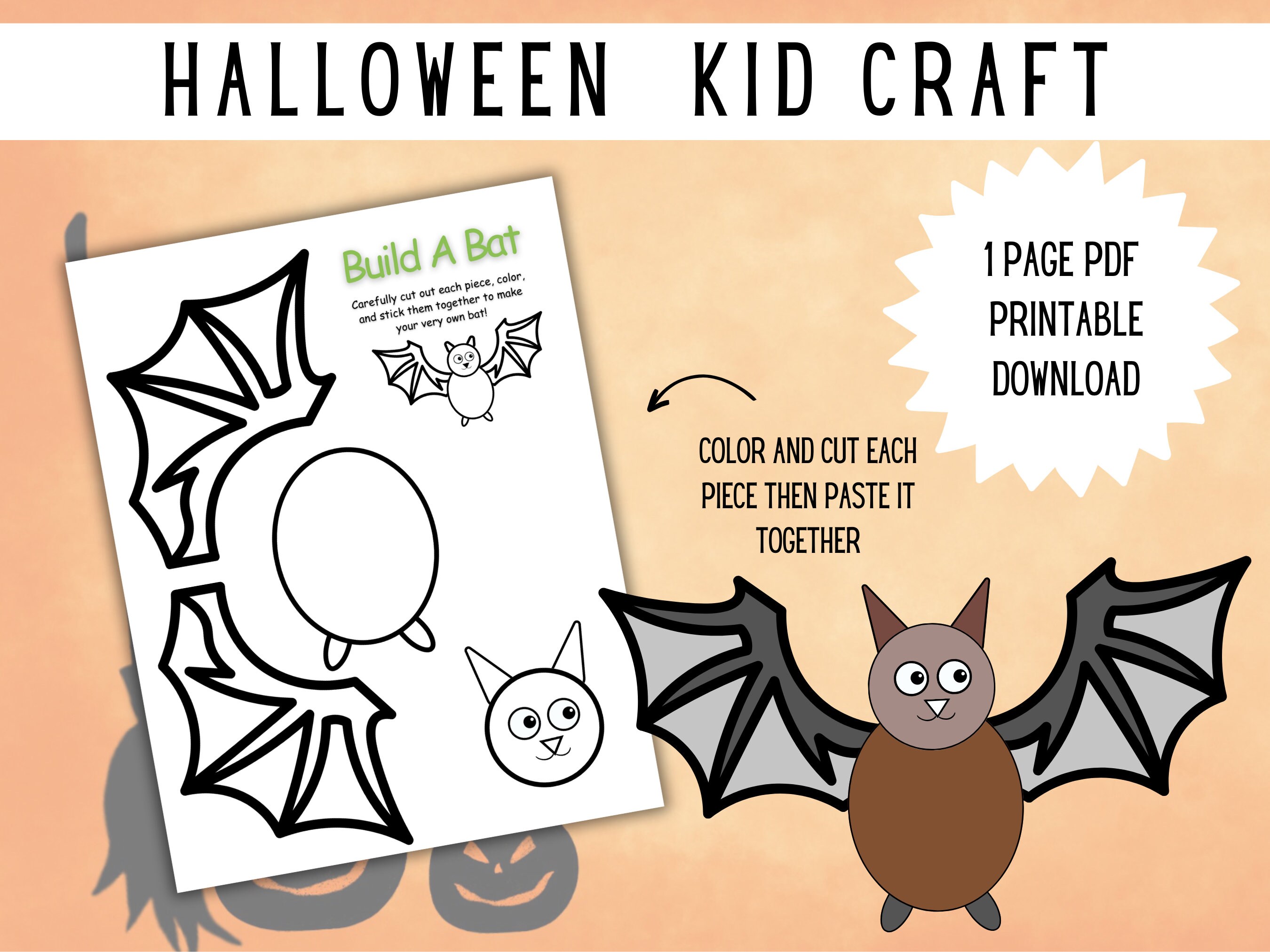 Printable Build A Bat Kids Halloween Activity, Print and Cut Classroom ...