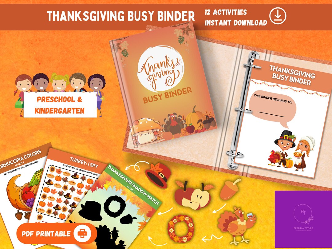 Printable Thanksgiving Busy Binder for Kids - 12 Engaging Activities ...