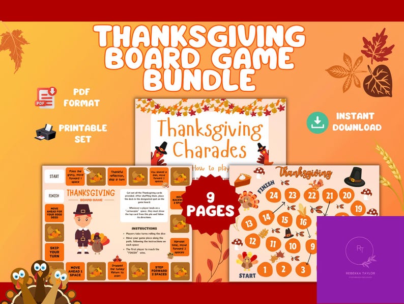 Thanksgiving Game Bundle - 3 Fun Printable Games - PDF Instant Download ...