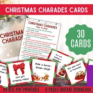 Printable Christmas Charades Cards - 30 Holiday-themed Cards - PDF ...