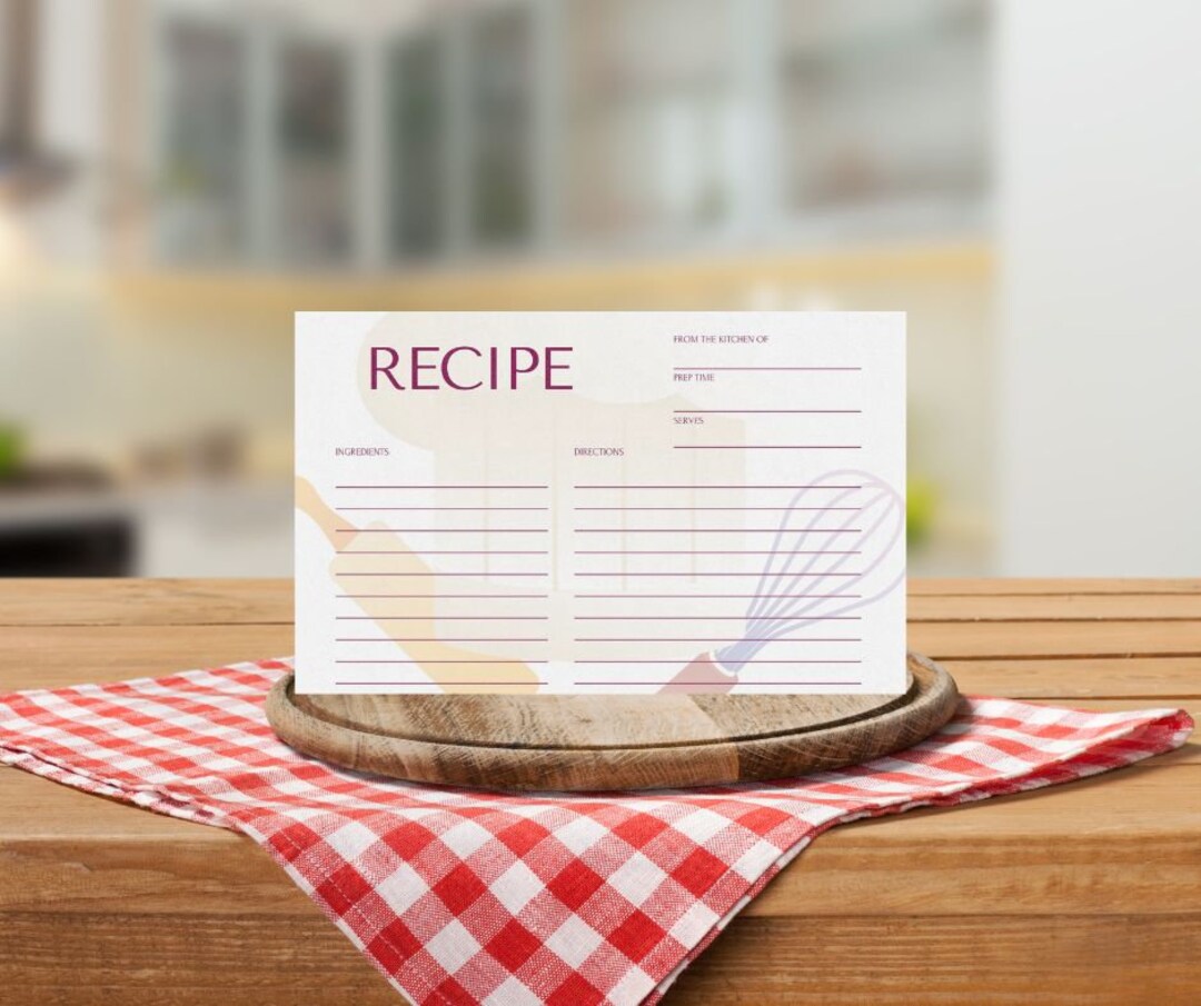 PRINTABLE Chef's Hat Recipe Card, PDF File 7X5 Inches - Etsy