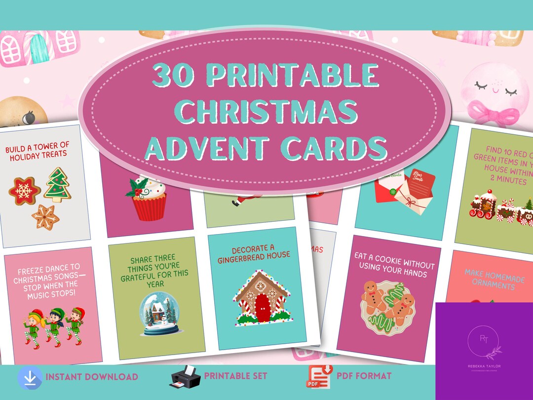Printable Christmas Advent Cards for Kids, Fun Holiday Activities, 30 ...
