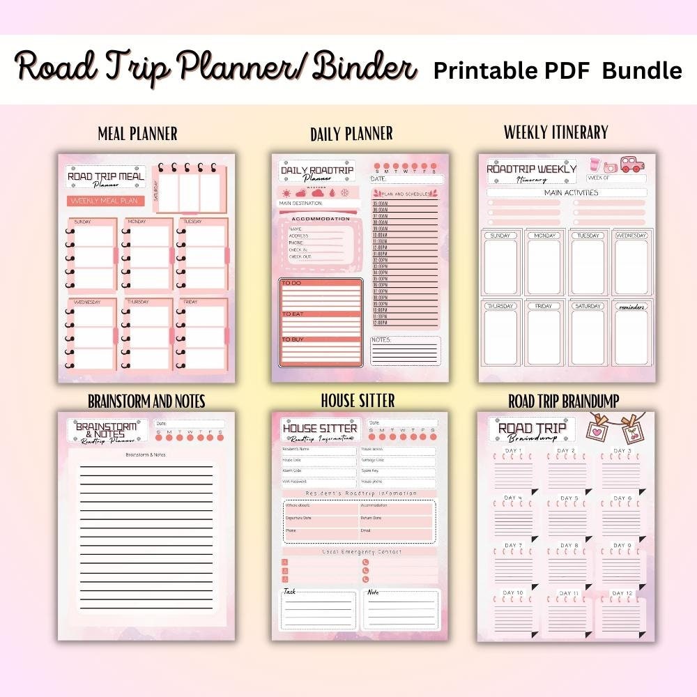 83 Page Pink PRINTABLE Road Trip Planner Road Trip Binder - Etsy