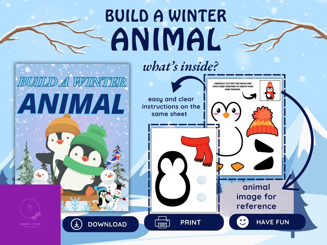 Build a Winter Animal Craft | Christmas Printable Activity | PDF ...