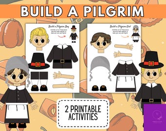 Build a Pilgrim Craft | Thanksgiving Printable Activity | PDF Download ...