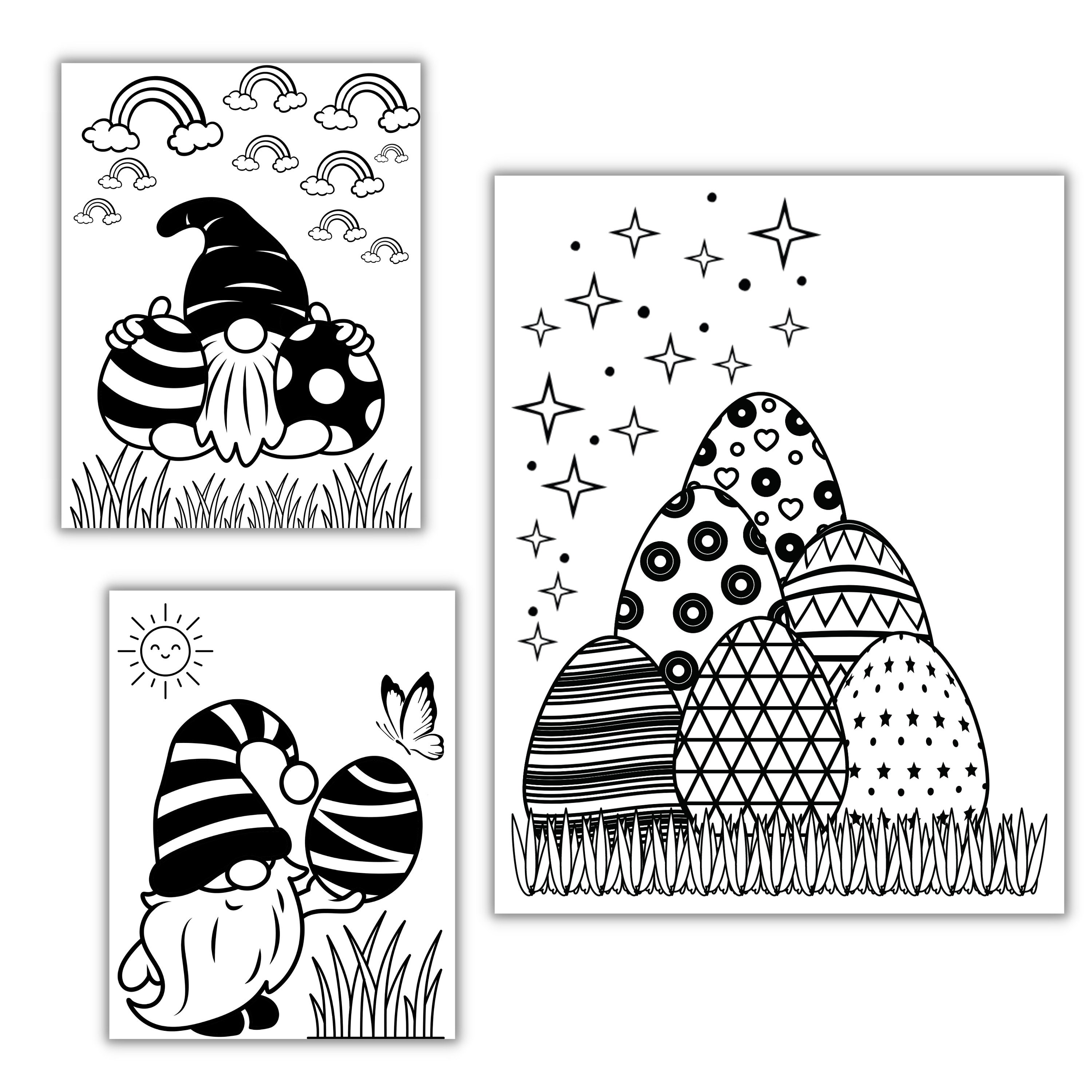PRINTABLE Easter Gnome Coloring Pages, Kids Coloring Book, Digital ...