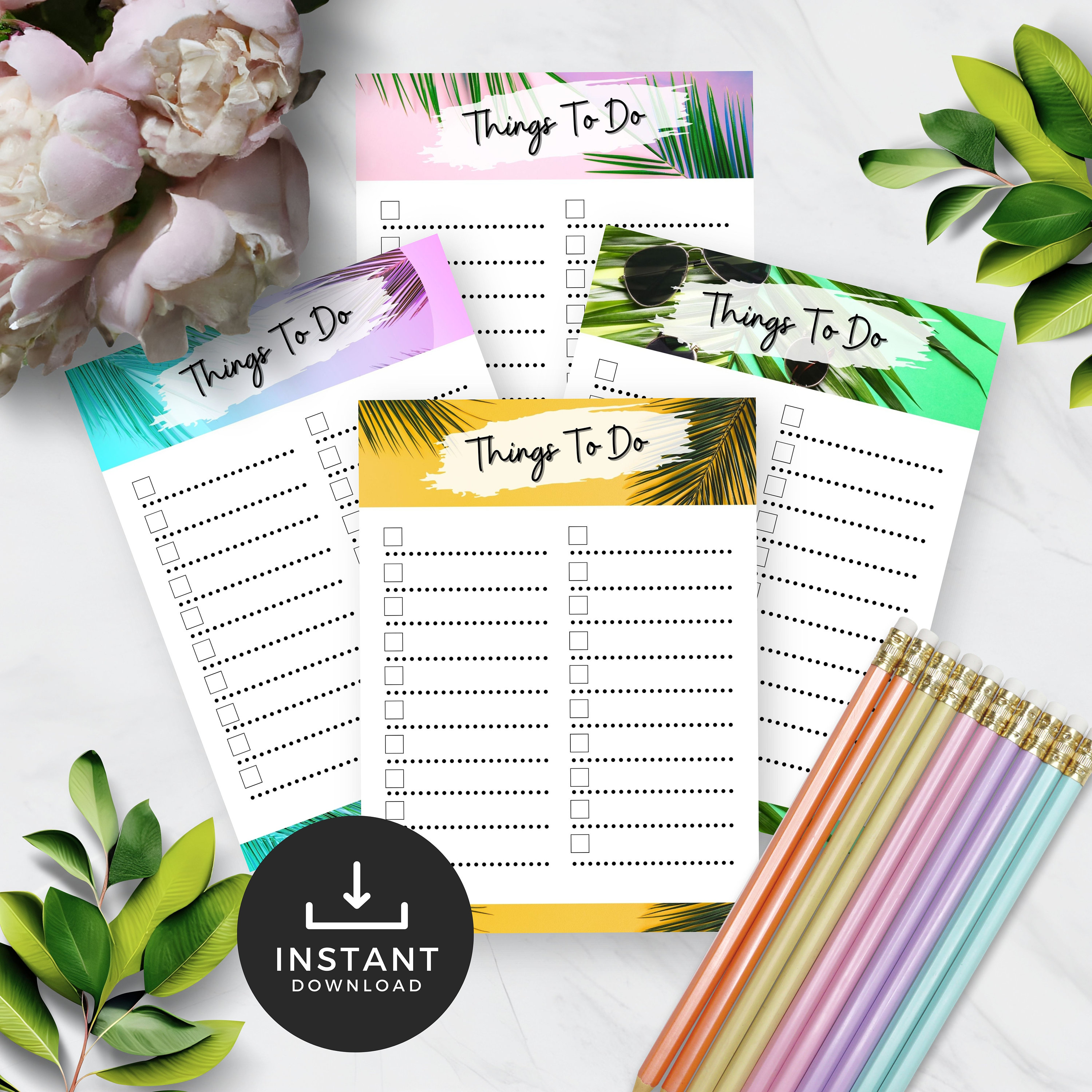 Neon Things to Do PRINTABLE to Do List, Multiple Designs, PDF Digital ...