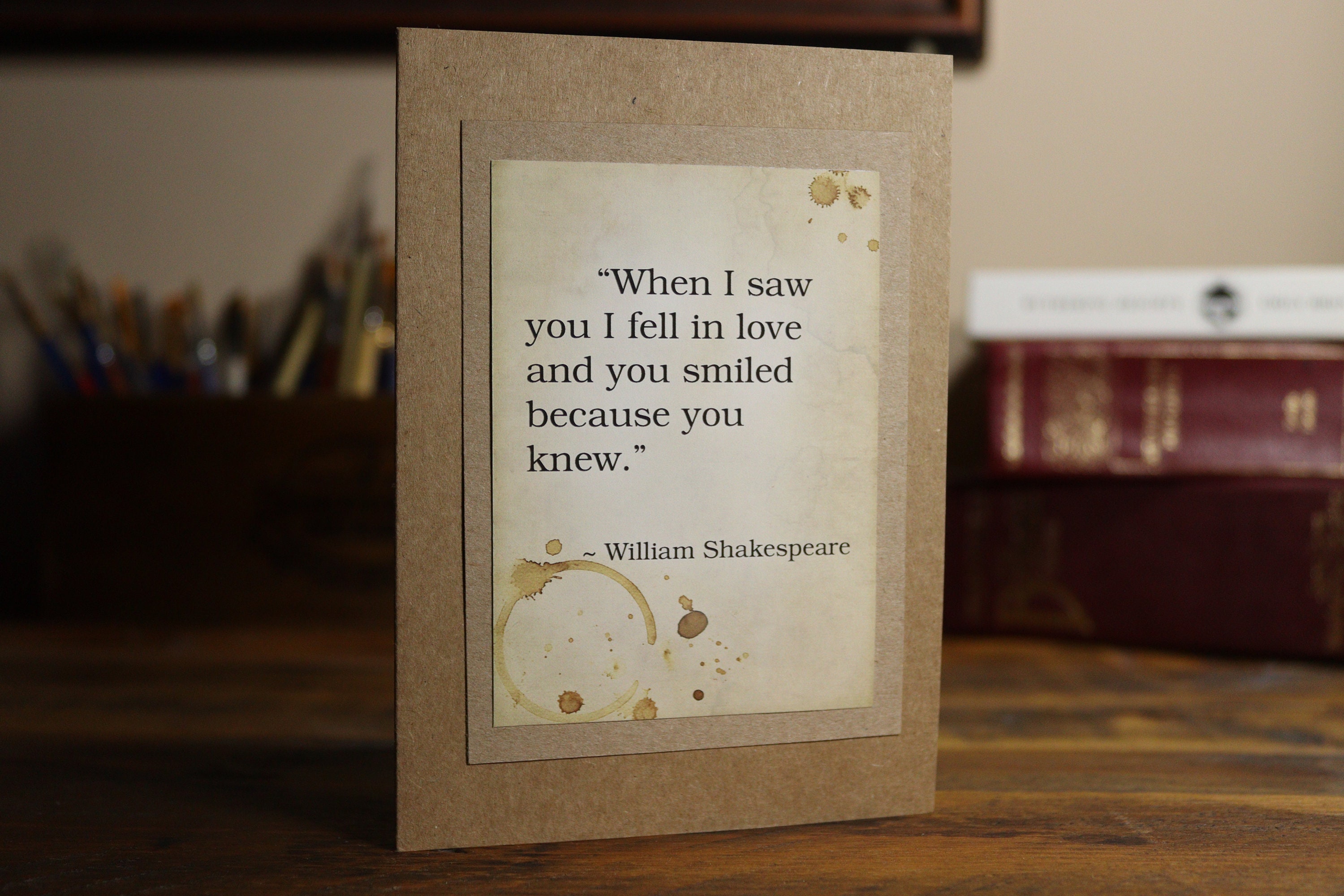 Literary Lovers Valentines Card William Shakespeare Love | Etsy
