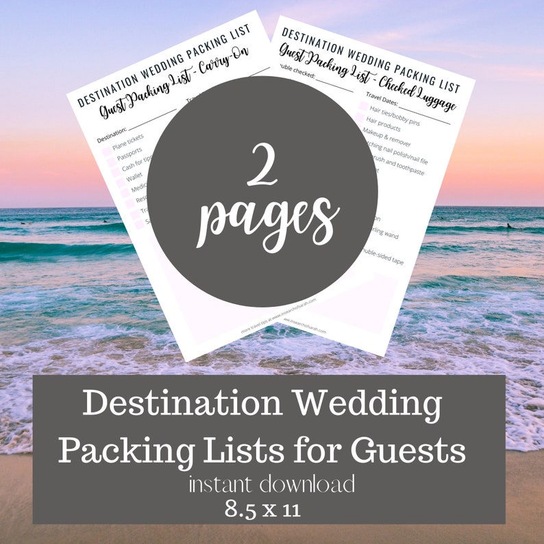 Destination Wedding Packing List for Guests - Etsy