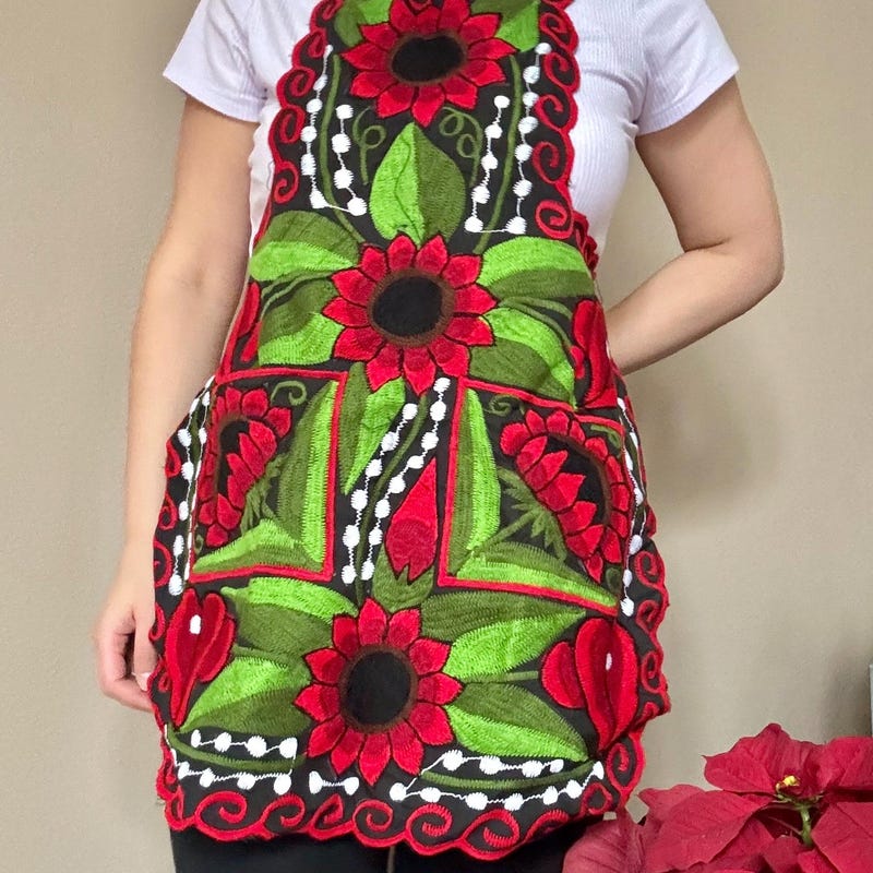 Mexican Embroidered Apron - Etsy