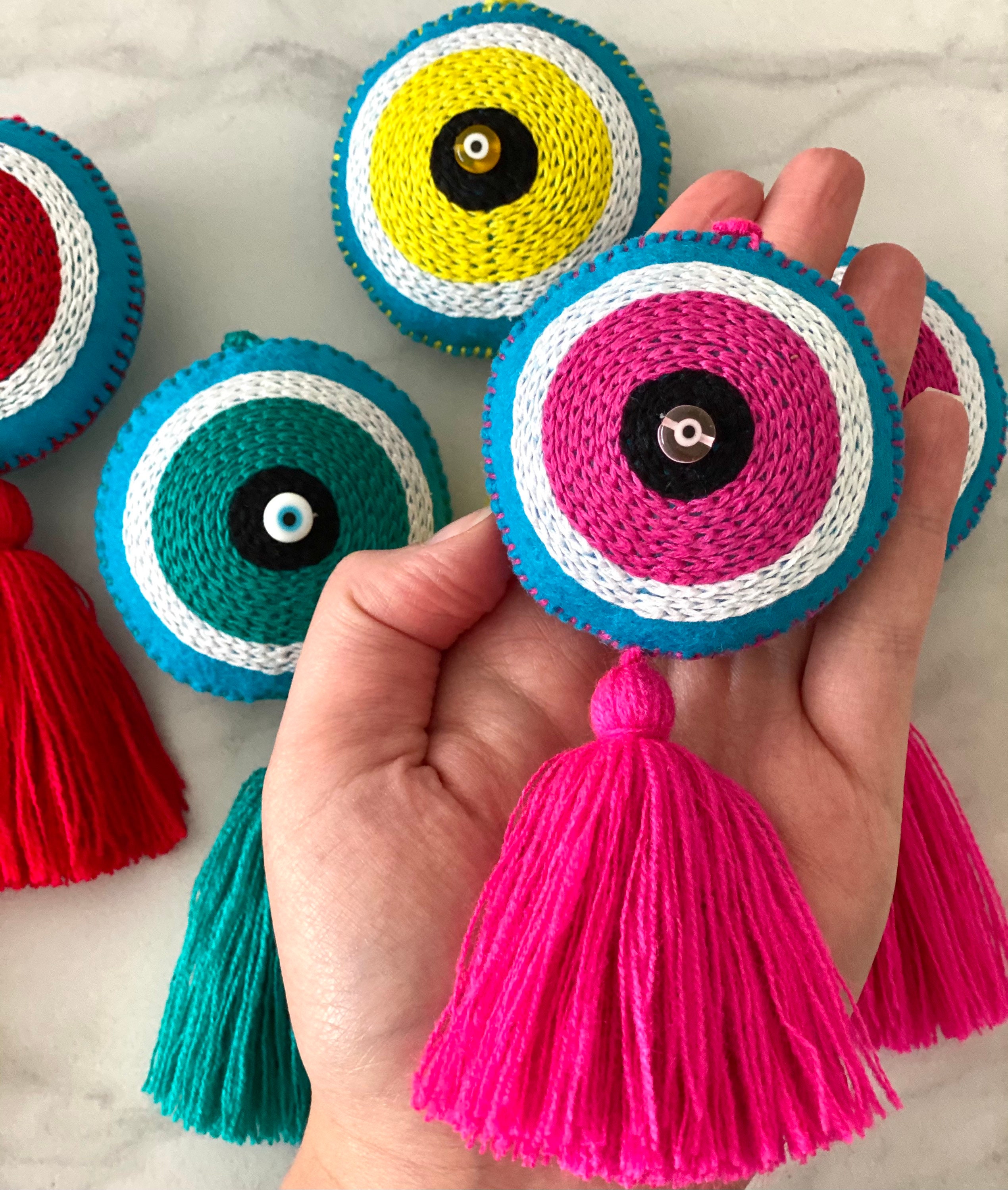 Evil Eye Tassel Embroidered Evil Eye Tassel Accessory for - Etsy