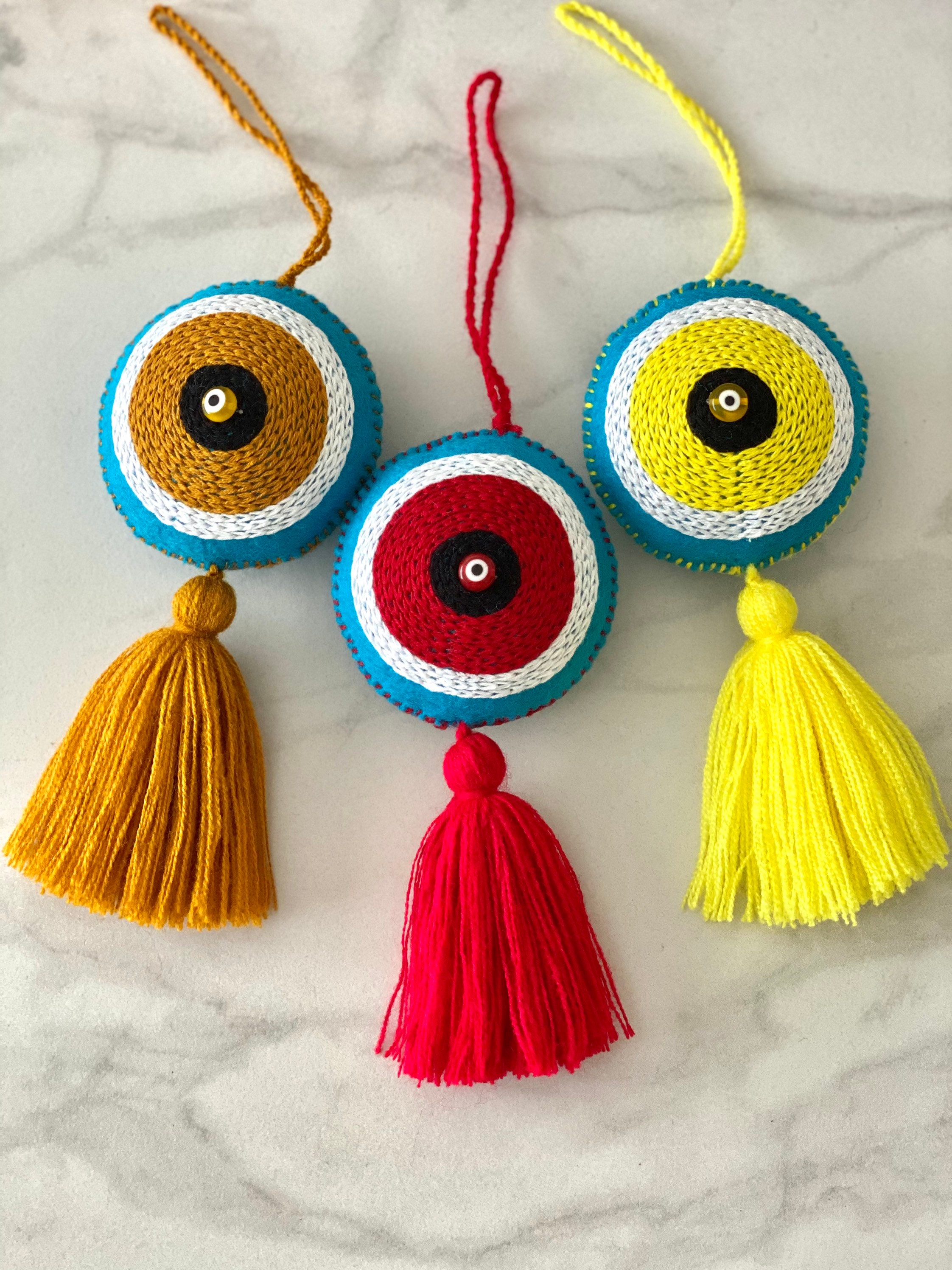 Evil Eye Tassel Embroidered Evil Eye Tassel Accessory for - Etsy
