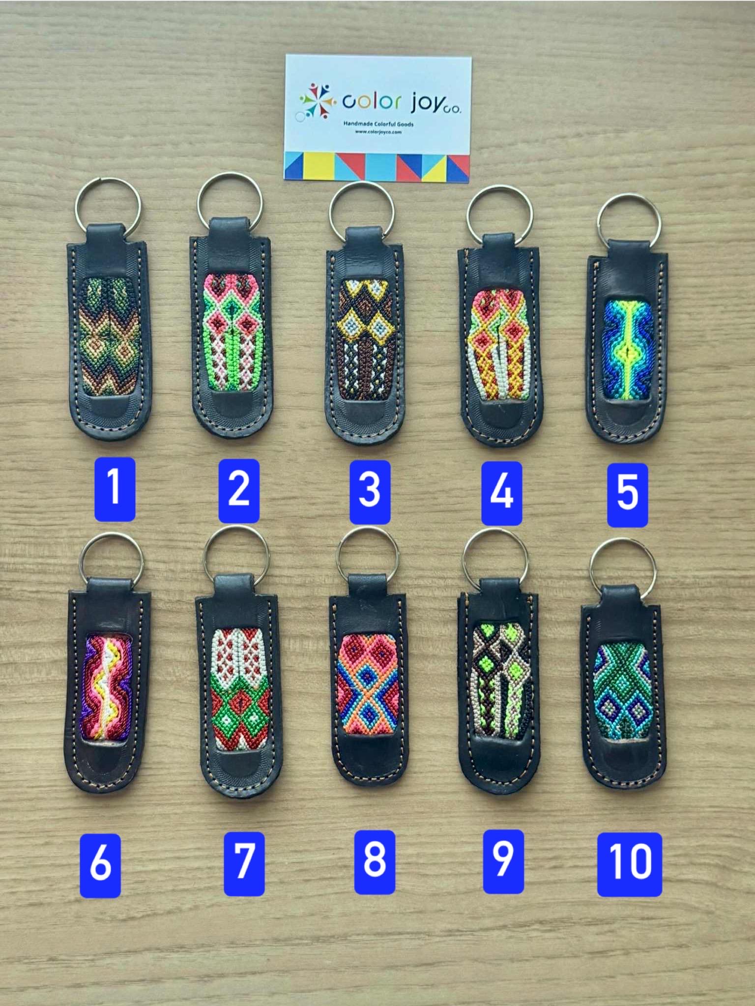 Weaved Leather Keychain, Colorful Mens Keyring, Mexican Gift - Etsy