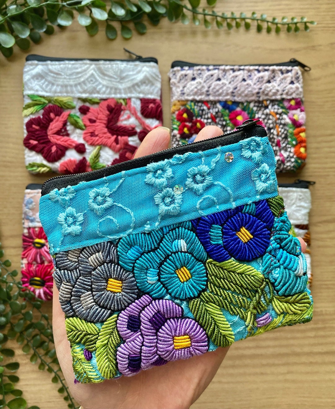 Embroidered Floral Coin Purse: Woven Mexican Pouch - Etsy