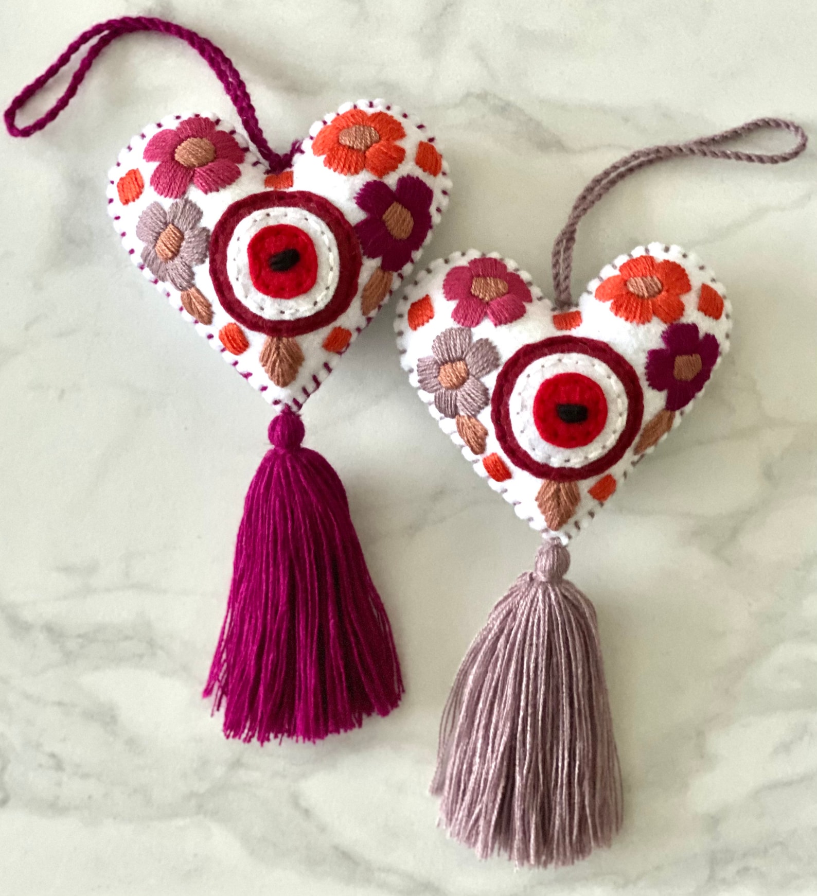 Evil Eye Heart Tassel Embroidered Evil Eye Tassel Accessory - Etsy