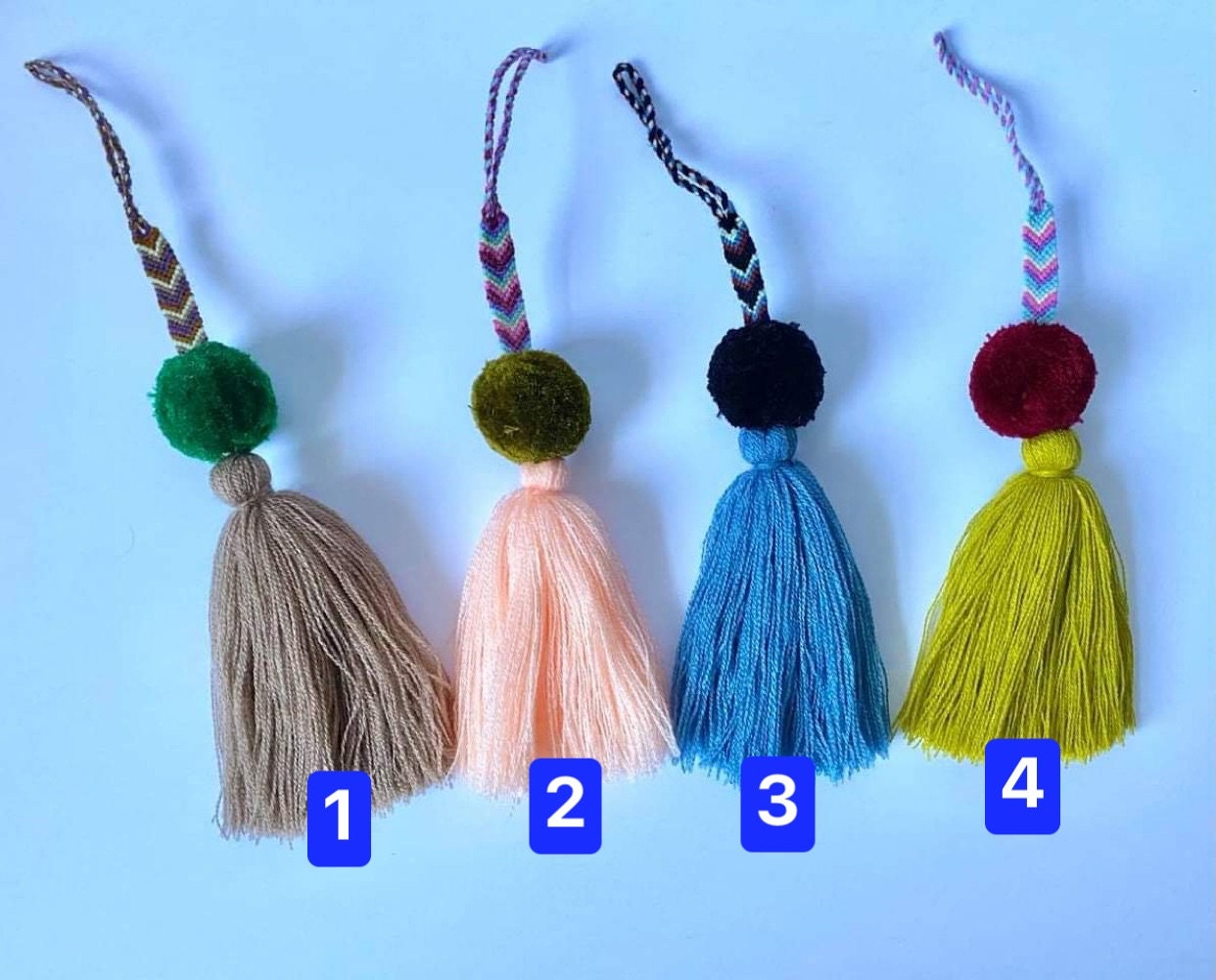 Pompom Tassel Embroidered Pompom Tassel Accessory for bag | Etsy