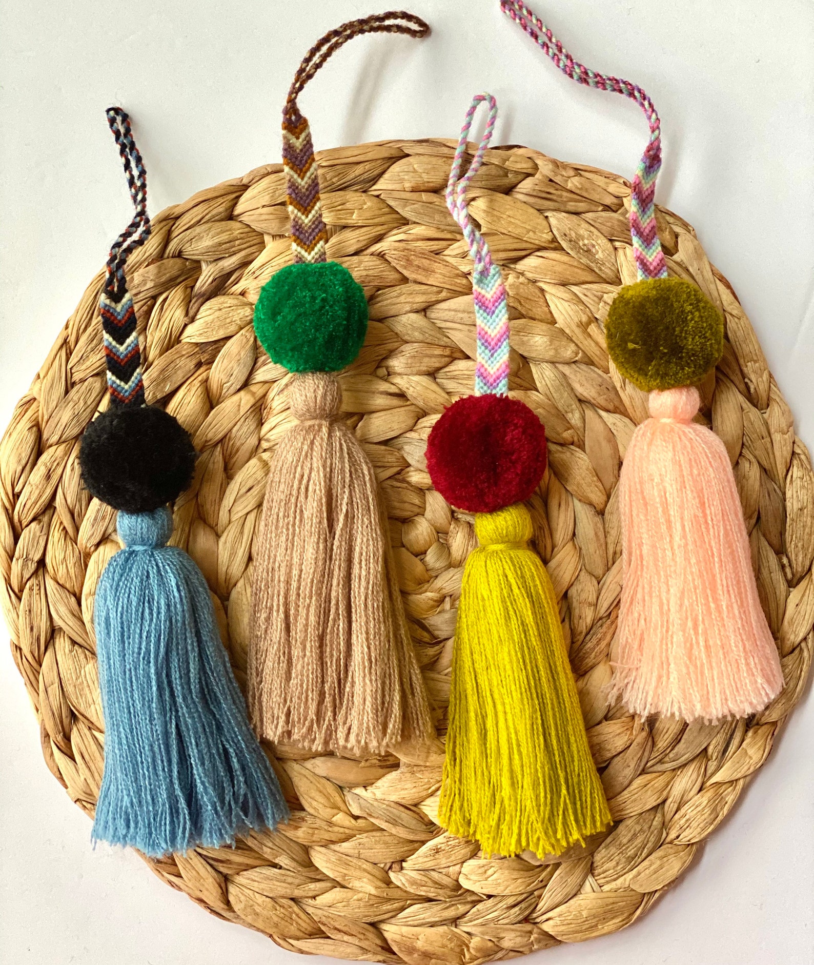 Pompom Tassel Embroidered Pompom Tassel Accessory for bag | Etsy