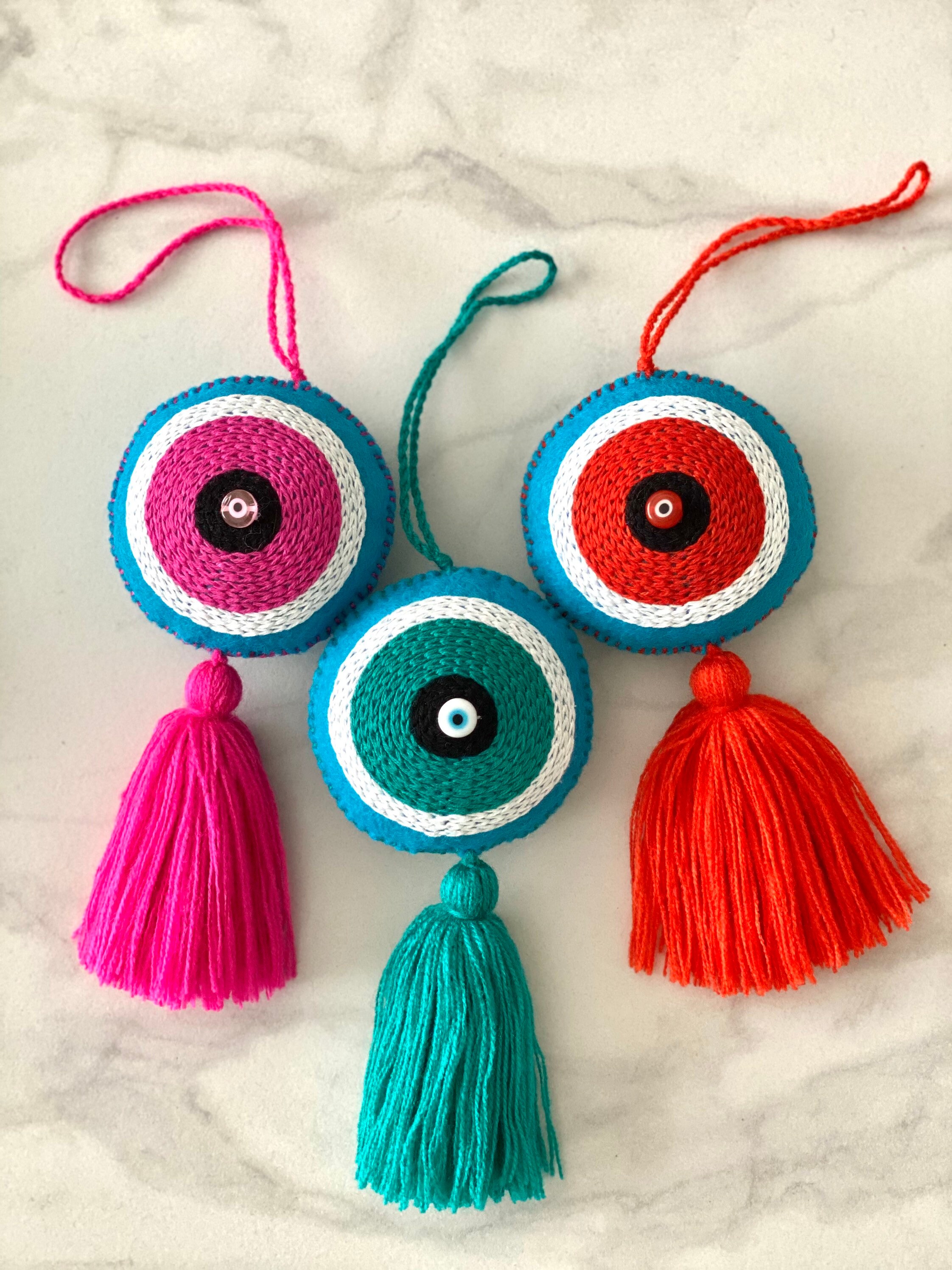 Evil Eye Tassel Embroidered Evil Eye Tassel Accessory for - Etsy