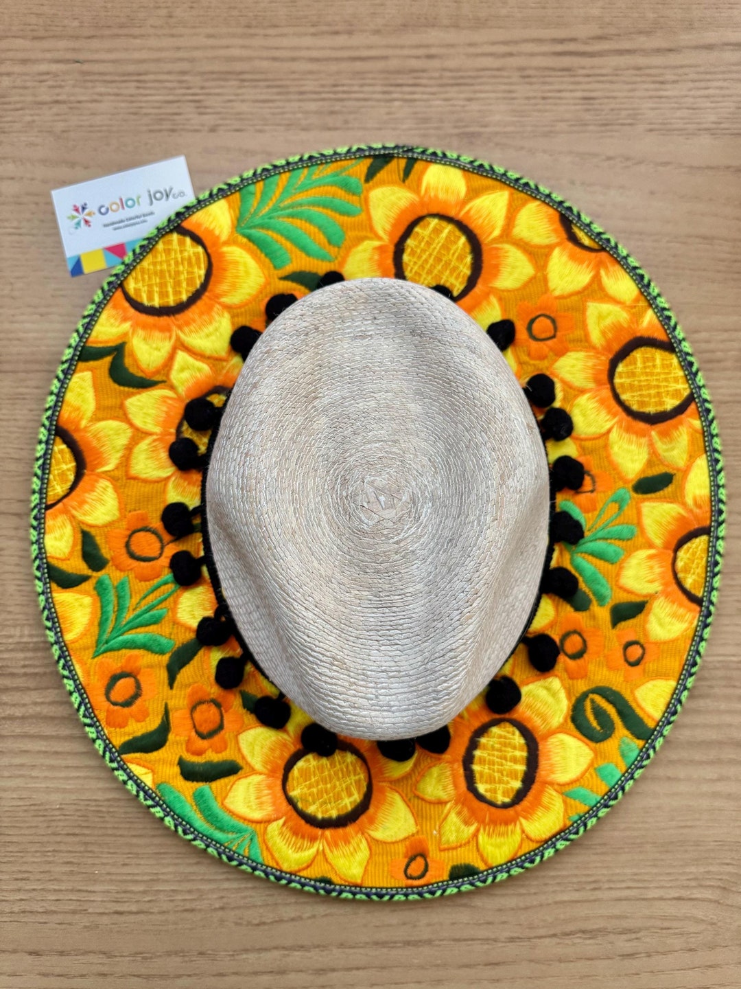 Colorful Floral Sun Hat, Mexican Palm Hat, Embroidered Hat, Mexican ...