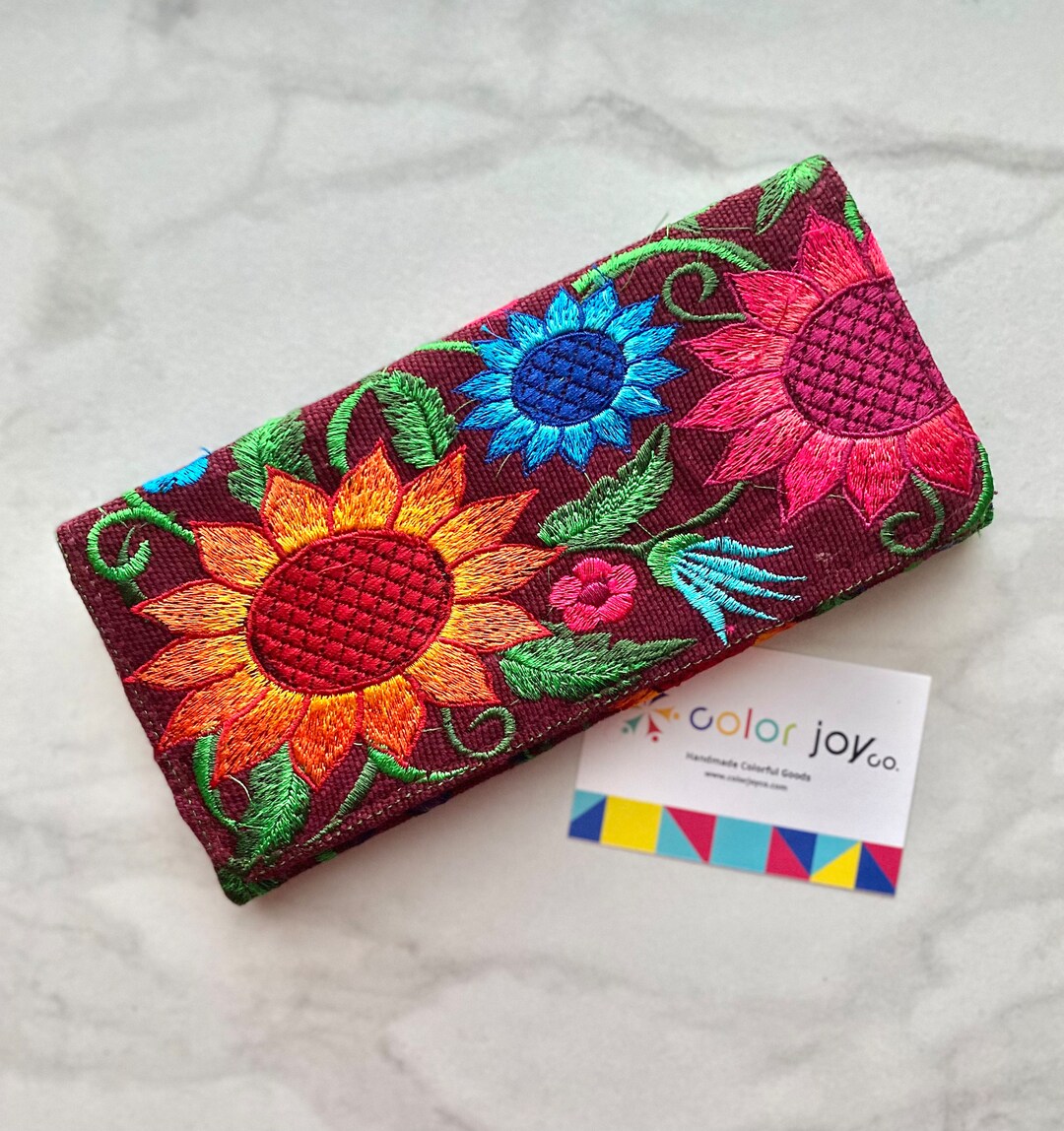 Embroidered Wallet, Floral Embroidery Wallet, Wallet Women, Gift for ...