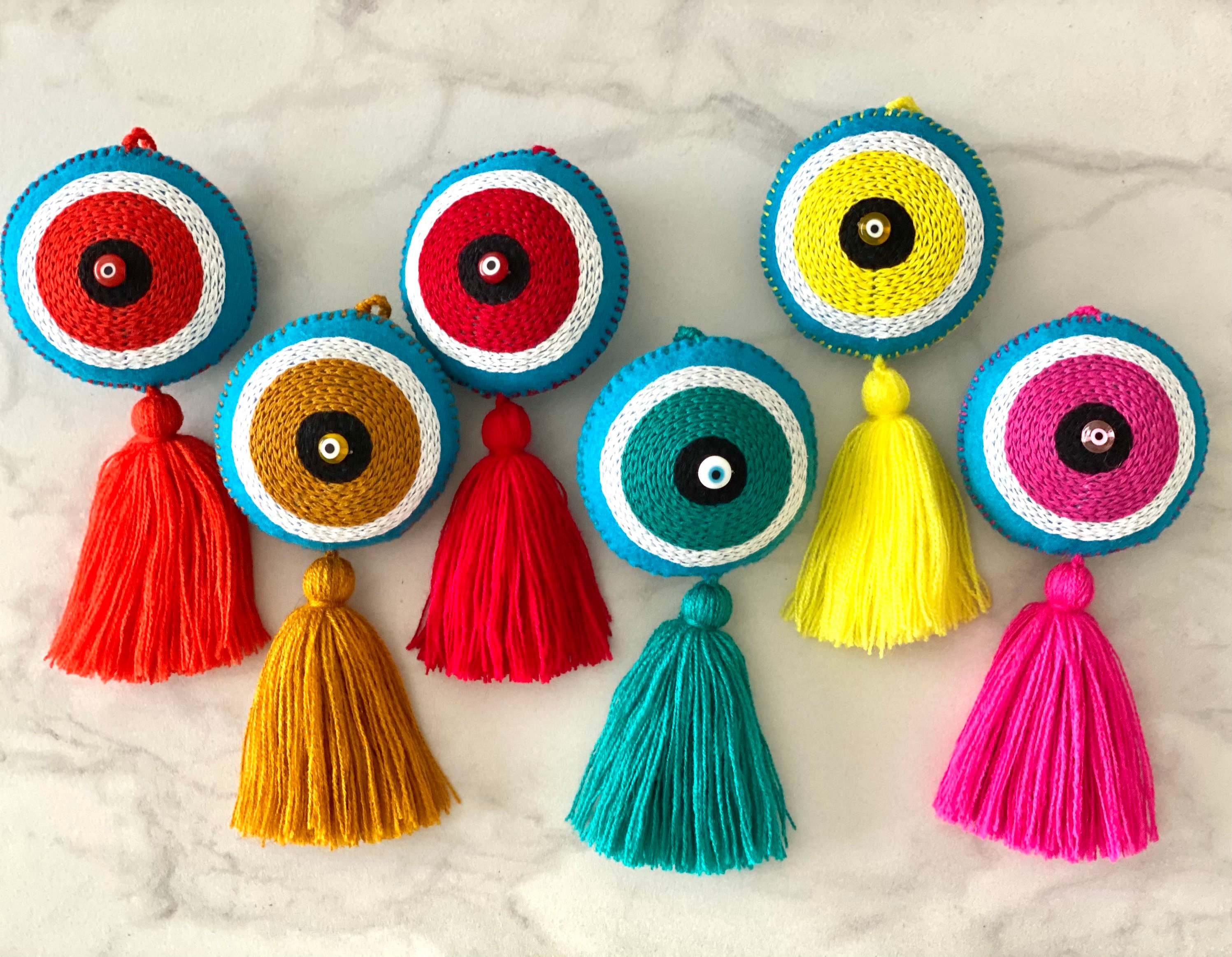 Evil Eye Tassel Embroidered Evil Eye Tassel Accessory for - Etsy