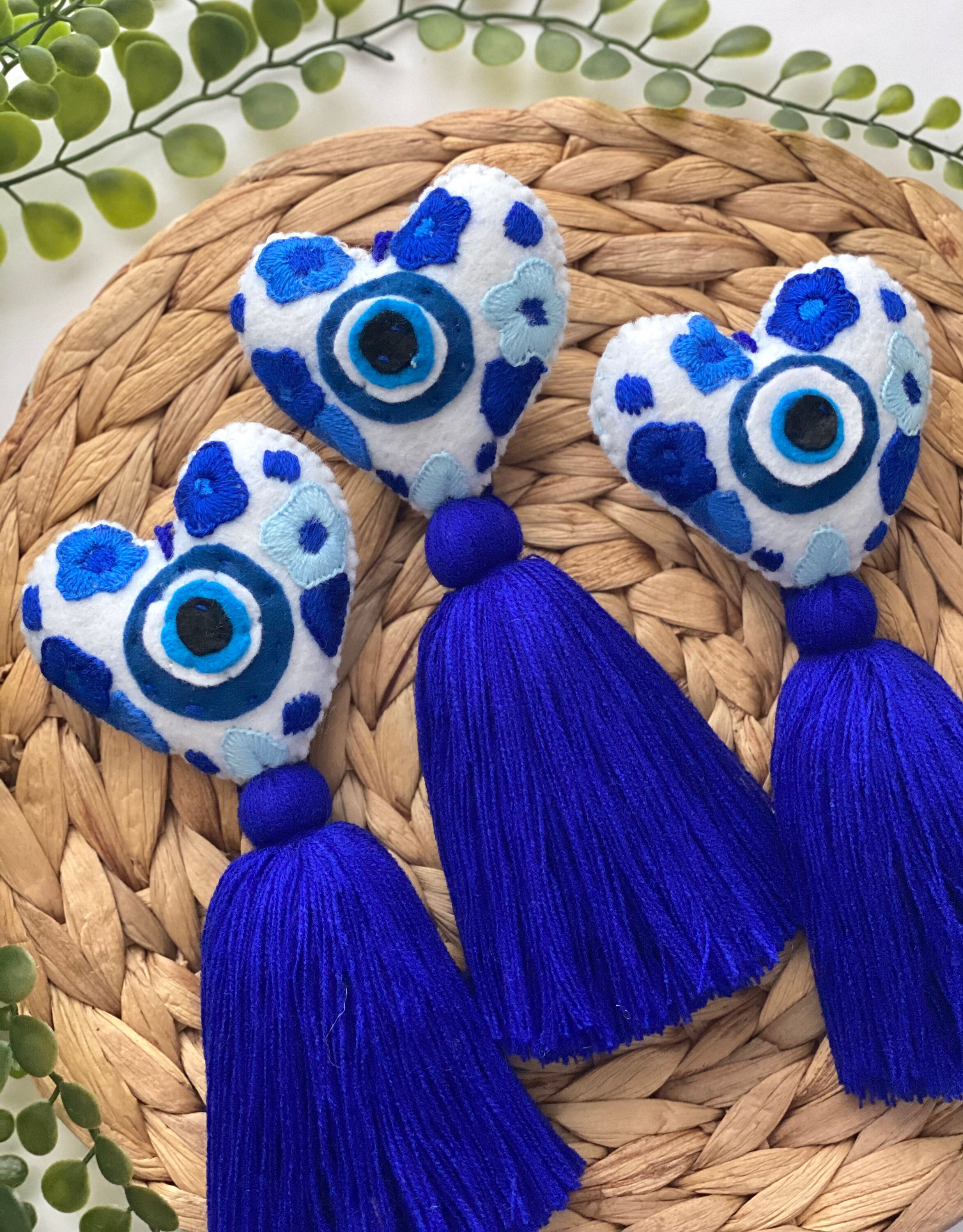 Evil Eye Heart Tassel Embroidered Evil Eye Tassel Accessory | Etsy