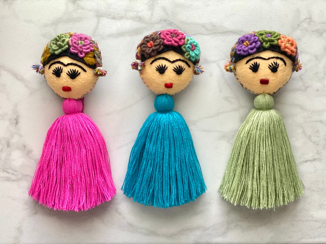 Embroidered Frida Kahlo Tassel: Colorful Bag Charm - Etsy